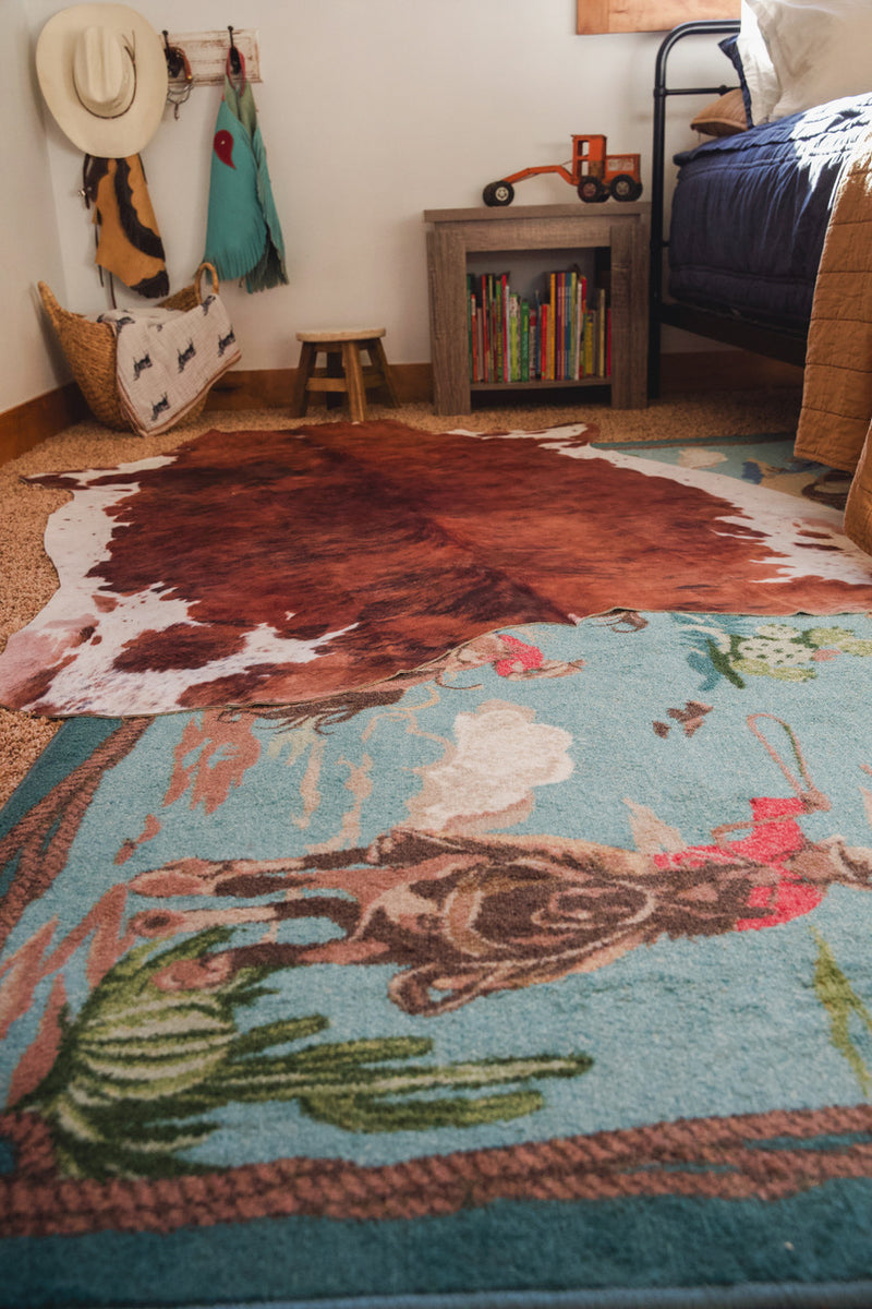 Retro Cowboy - Blue Vintage Western Rug